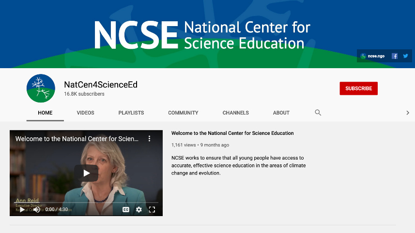 A reminder about NCSE's YouTube channel | National Center for Science ...