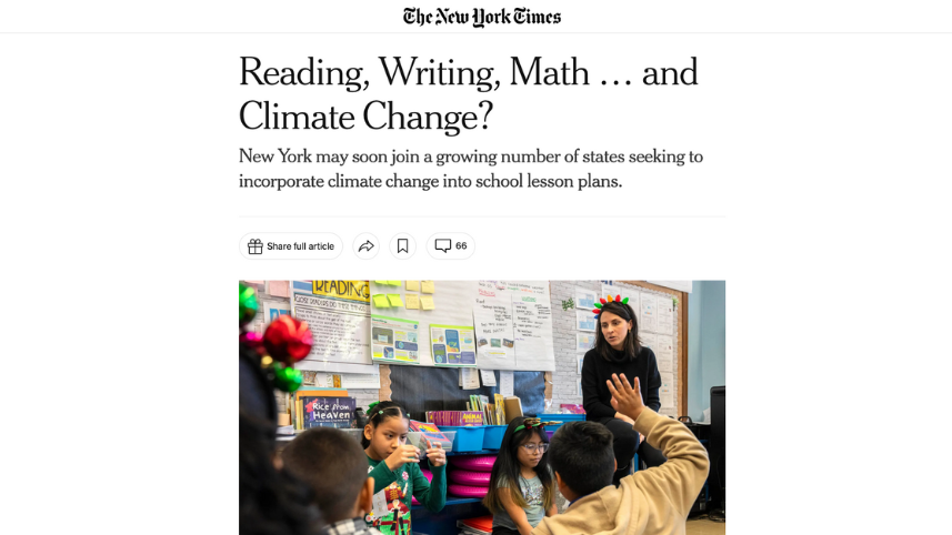 NCSE featured in a New York Times article on climate change education ...